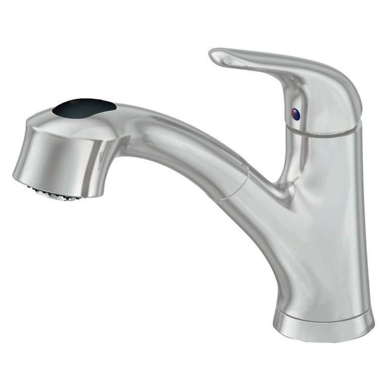 Premium Single-Handle Pull-Out Sprayer Kitchen Faucet in Satin Nickel ...