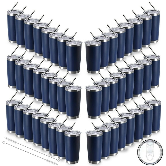 48pack 20oz navy blue insulted tumblers stainless steel cup Tumbler ...