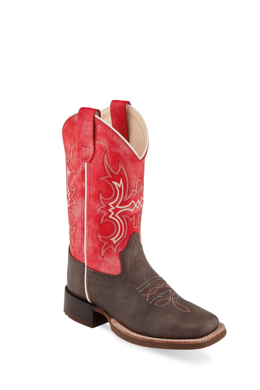 Old West Brown/Dark Pink Youth Girls Leather Cowboy Boots 7D - Walmart.com