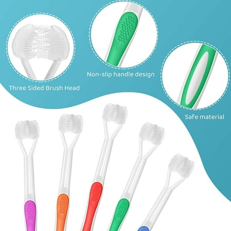 10 Pieces 3 Sided Autism Toothbrush Set Include 5 Pieces 3 Bristle ...