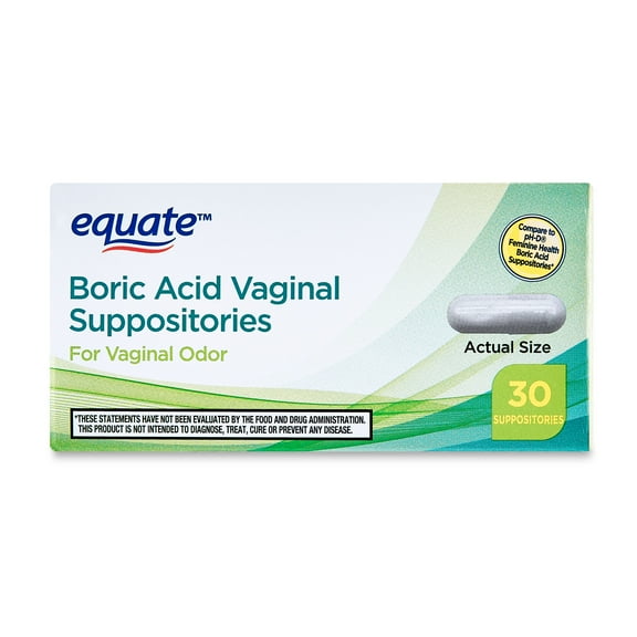 Equate Boric Acid Vaginal Suppositories for Vaginal Odor, 30 Count ...