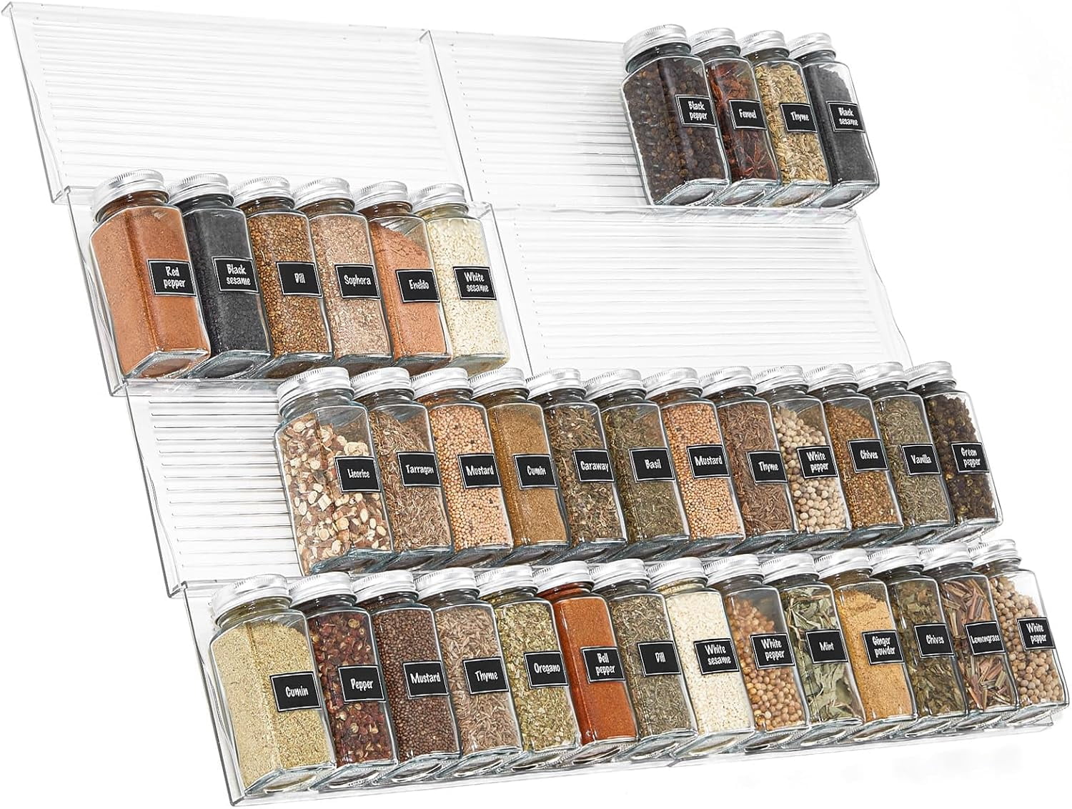 SHIQI-Plastic Adjustable Spice Drawer Organizer, Expandable Spice Rack ...