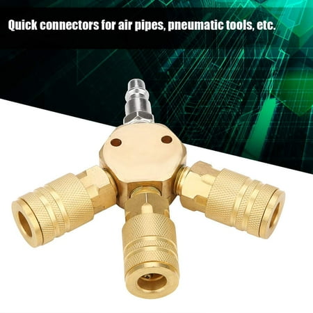 Air Splitter, 1/4 Inch NPT 3-Way Air Manifold with 3 Pieces Brass ...