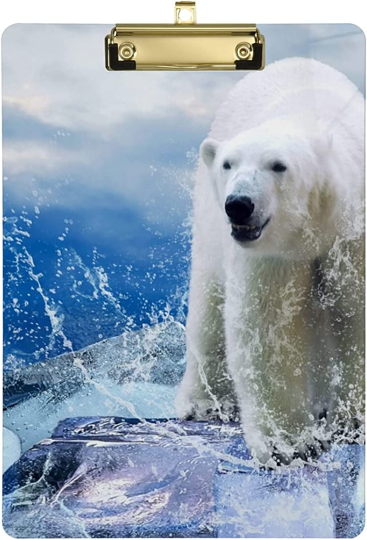 FMSHPON White Polar Bear Clipboard Hardboard Wood Nursing Clip Board ...