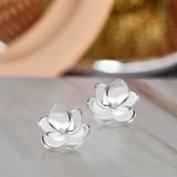 JeenMata Jewelry: Unique Moissanite Petal Flower Stud Earrings, 18K White Gold Plated Silver ...