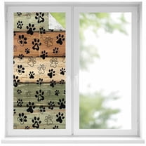 Static Cling Non Adhesive Window Film, Grey Green Dog Paws Window ...