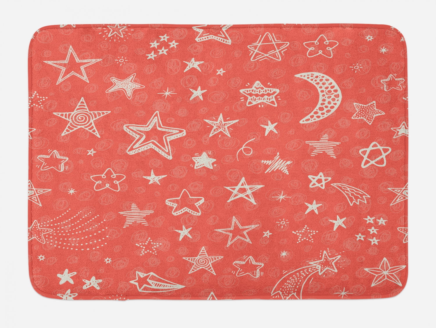 Star Bath Mat, Moon and Stars Theme Pattern Starry Night Shooting Stars ...