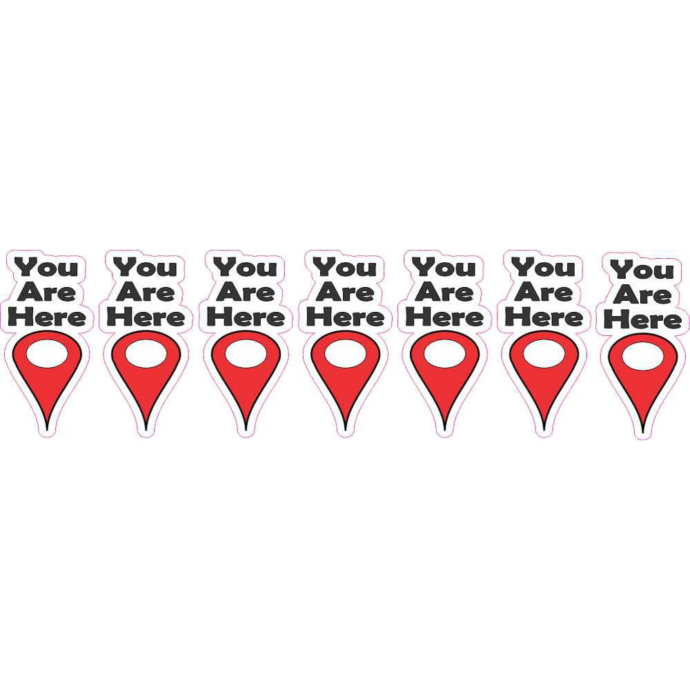 3in x 2.5in You Are Here Map Pointer Vinyl Stickers - Walmart.com ...