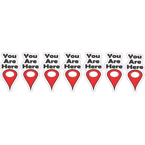3in x 2.5in You Are Here Map Pointer Vinyl Stickers - Walmart.com ...
