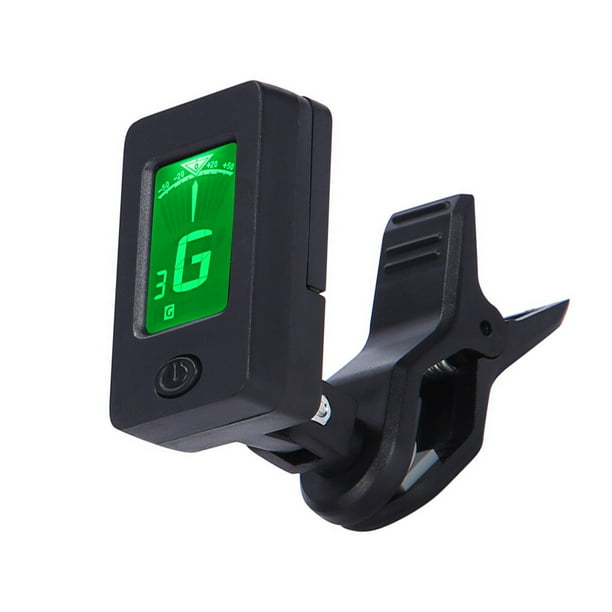 pitrice Guitar Tuner Battery Powered 360 Degree Rotated Clip-On LCD Screen Light Tuners Electric ...