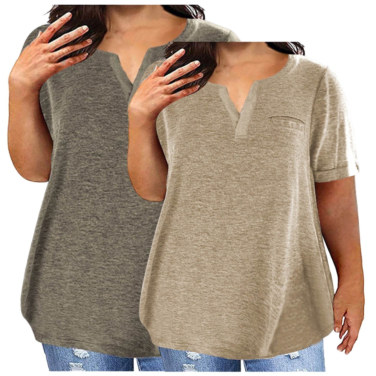 Click here for Timegard Womens Tops Summer 2pc Plus Size Solid Co... prices