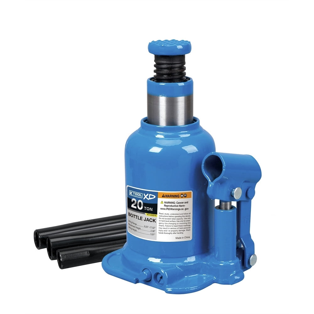 K Tool International 20 Ton Bottle Jack XD; Lifting Range 9.25'' to 17. ...
