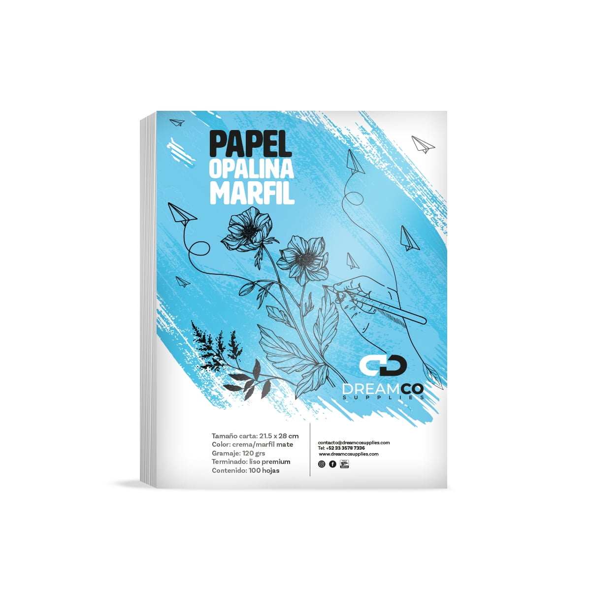 Papel Opalina Marfil Premium Carta 120grs Paquete 100 Hojas | Walmart en línea