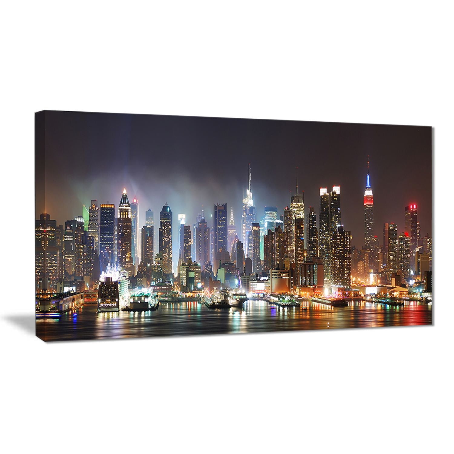 Click here for Designart Design Art Lit Nyc Manhattan Skyline Cit... prices