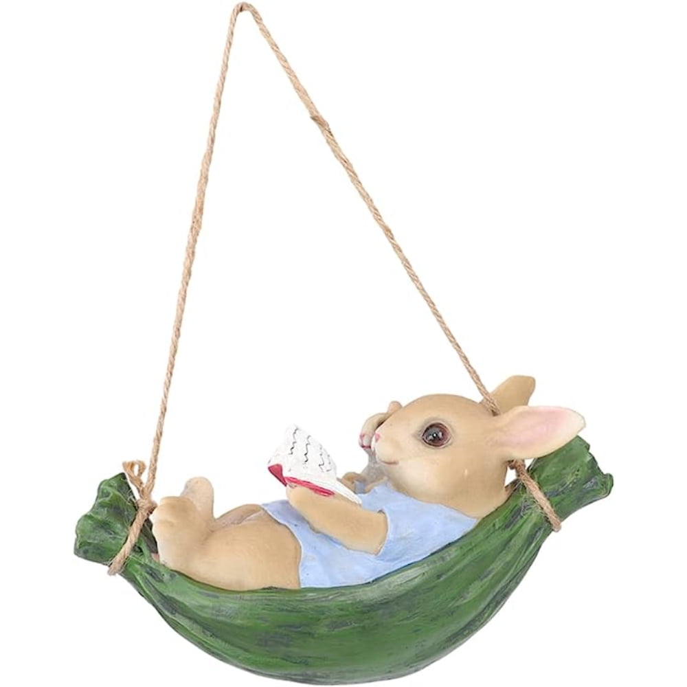 PEACNNG Resin Swing Rabbit Miniature Bunnies Outdoor Home Decor Home ...