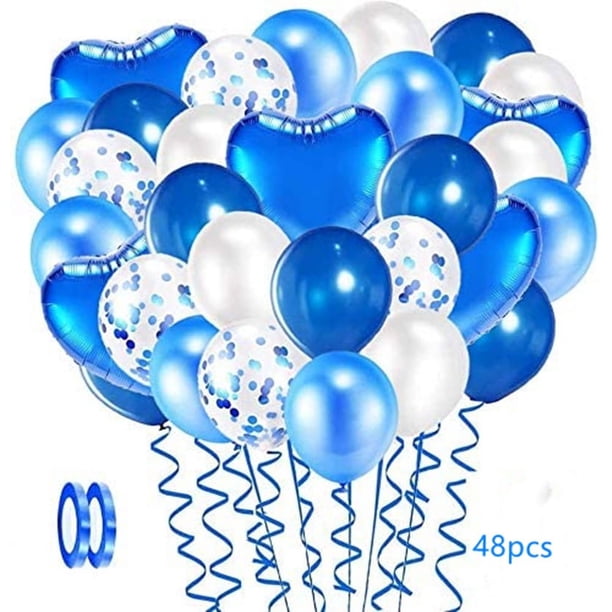Juego de globos azules, juego de 48 piezas de globos de confeti de ...