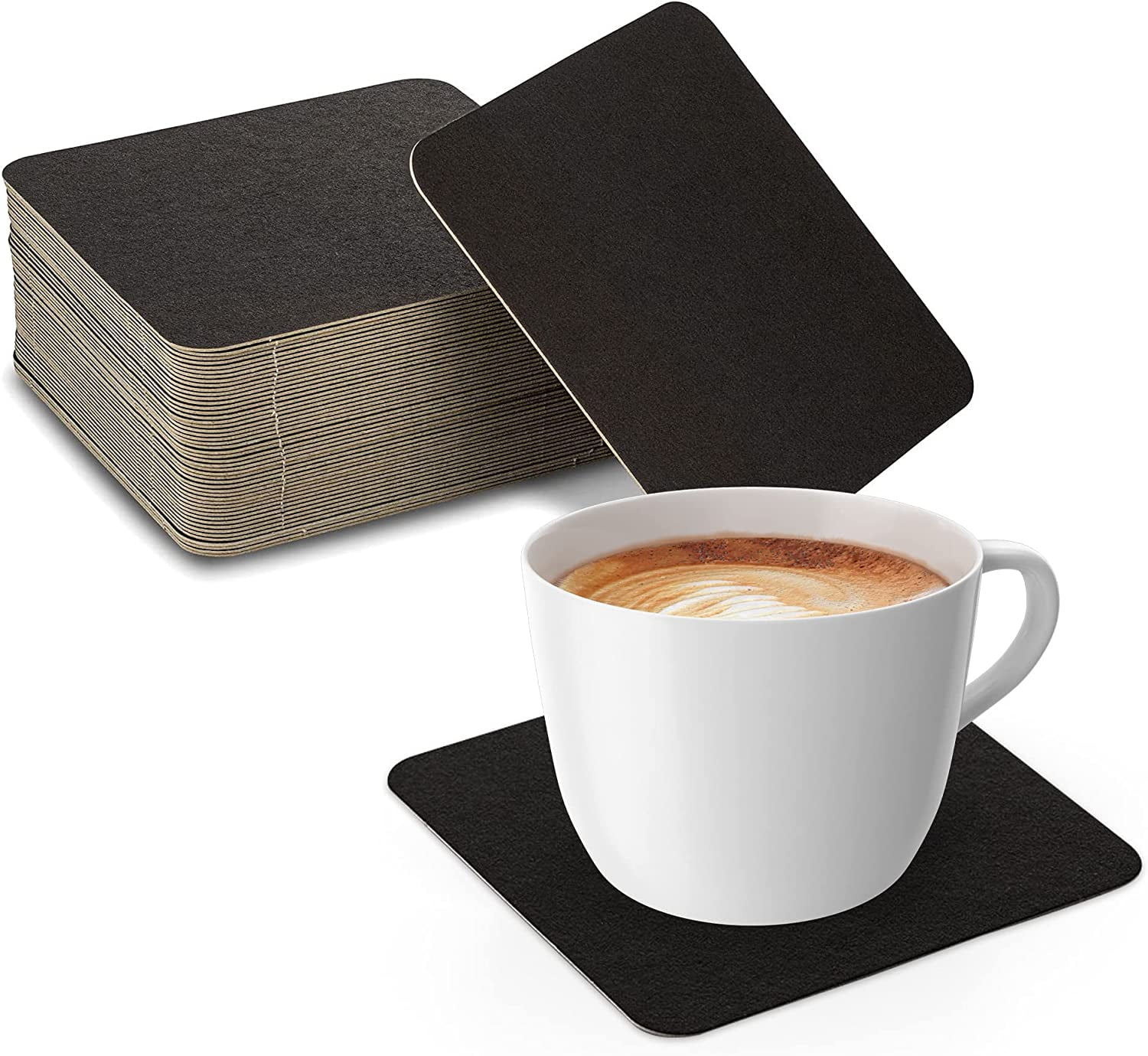 MT Products 4" Black Square Cup Coasters / Blank Paper Coasters - Pack ...
