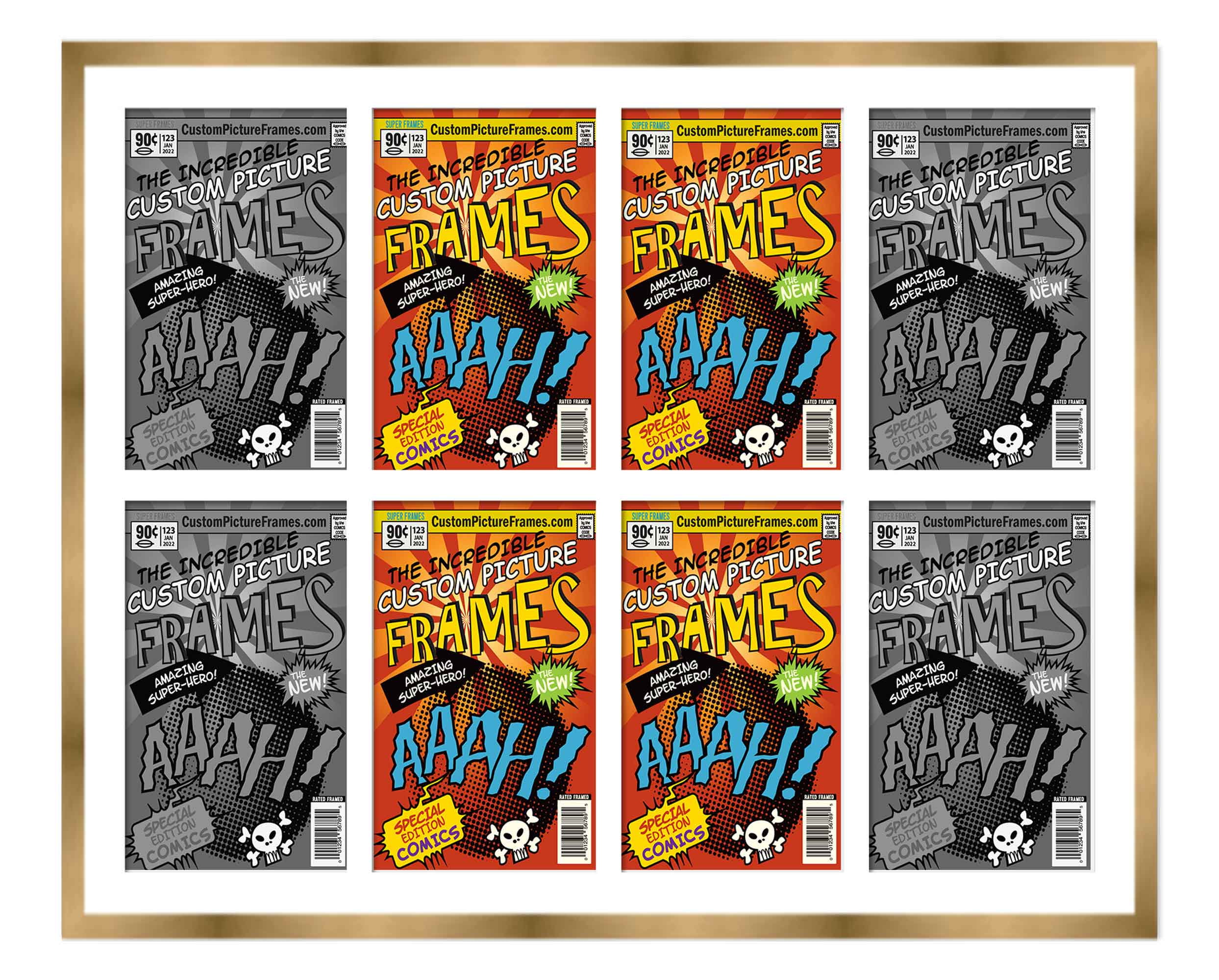 8 Comic Book Frame Gold Collage Comic Book Frame with White Mat to ...