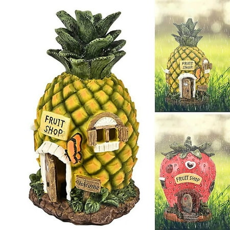 Outdoor Lights Pineappl Strawberry Fairy House Solar Powered Led Garden ...