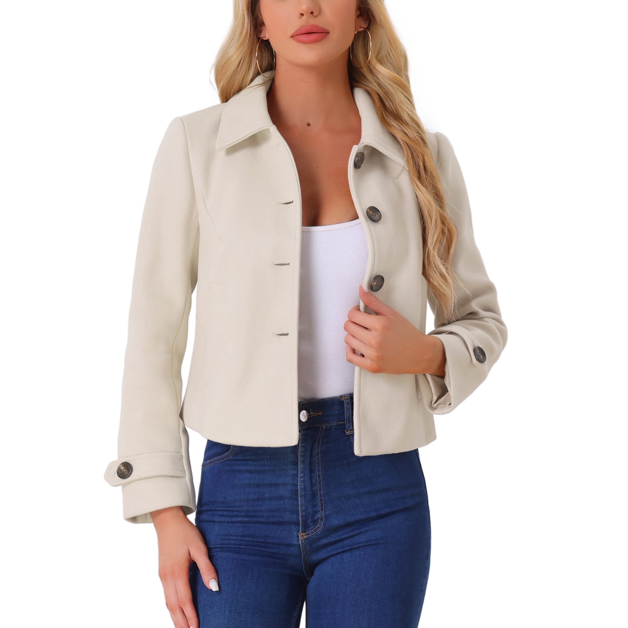 Click here for Refined Attire Womens Short Peacoat Turn Down Coll... prices