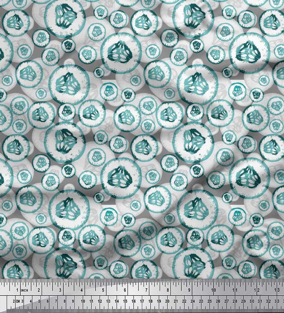 Soimoi Green Satin Silk Fabric Cucumber Vegetable Print Fabric by the ...