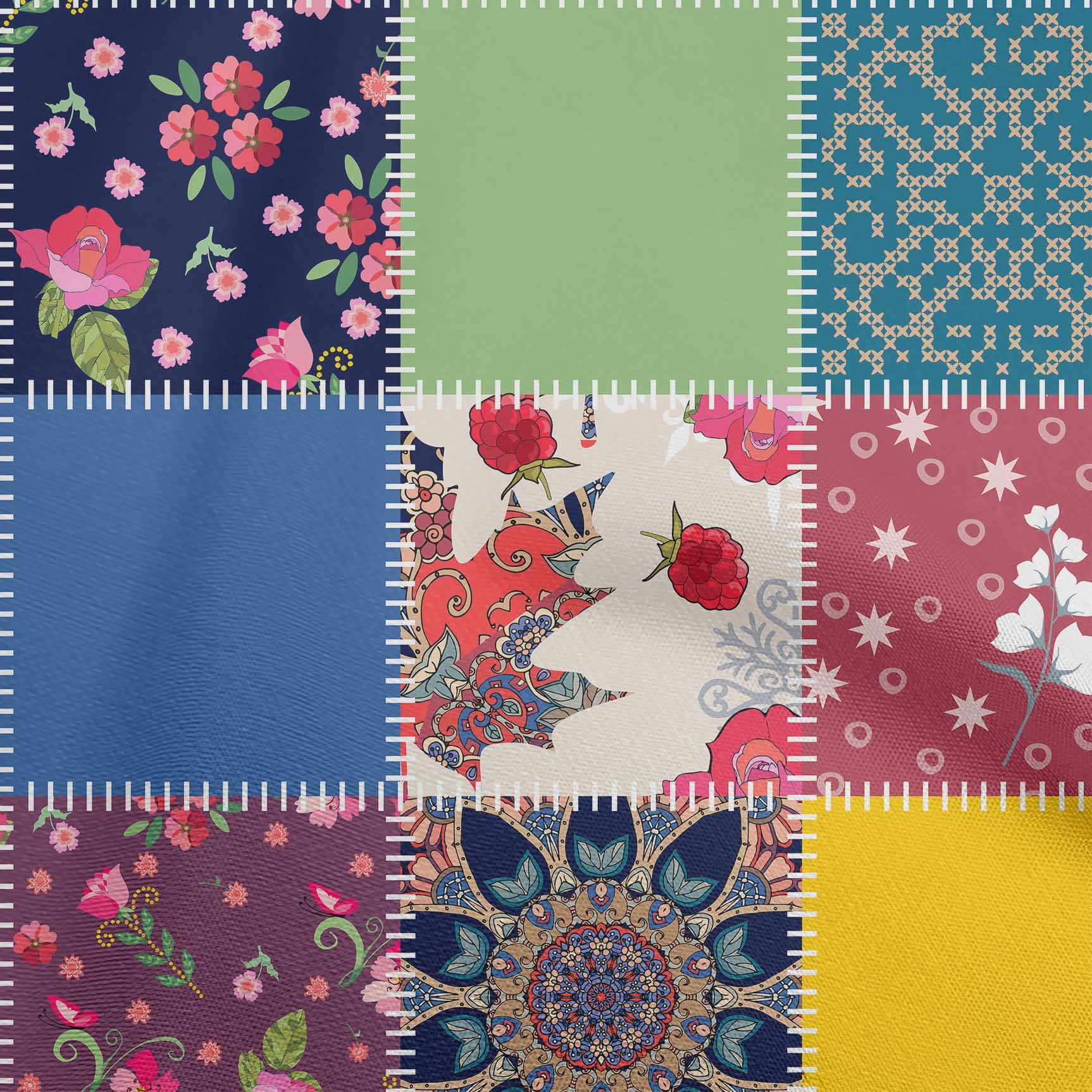 oneOone Silk Tabby Multicolor Fabric Asian Mix Floral Diy Clothing ...