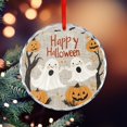 Happy Halloween Ghost Pumpkins Glass Ornament Happy Halloween Holiday Ornaments Holiday Decor ...