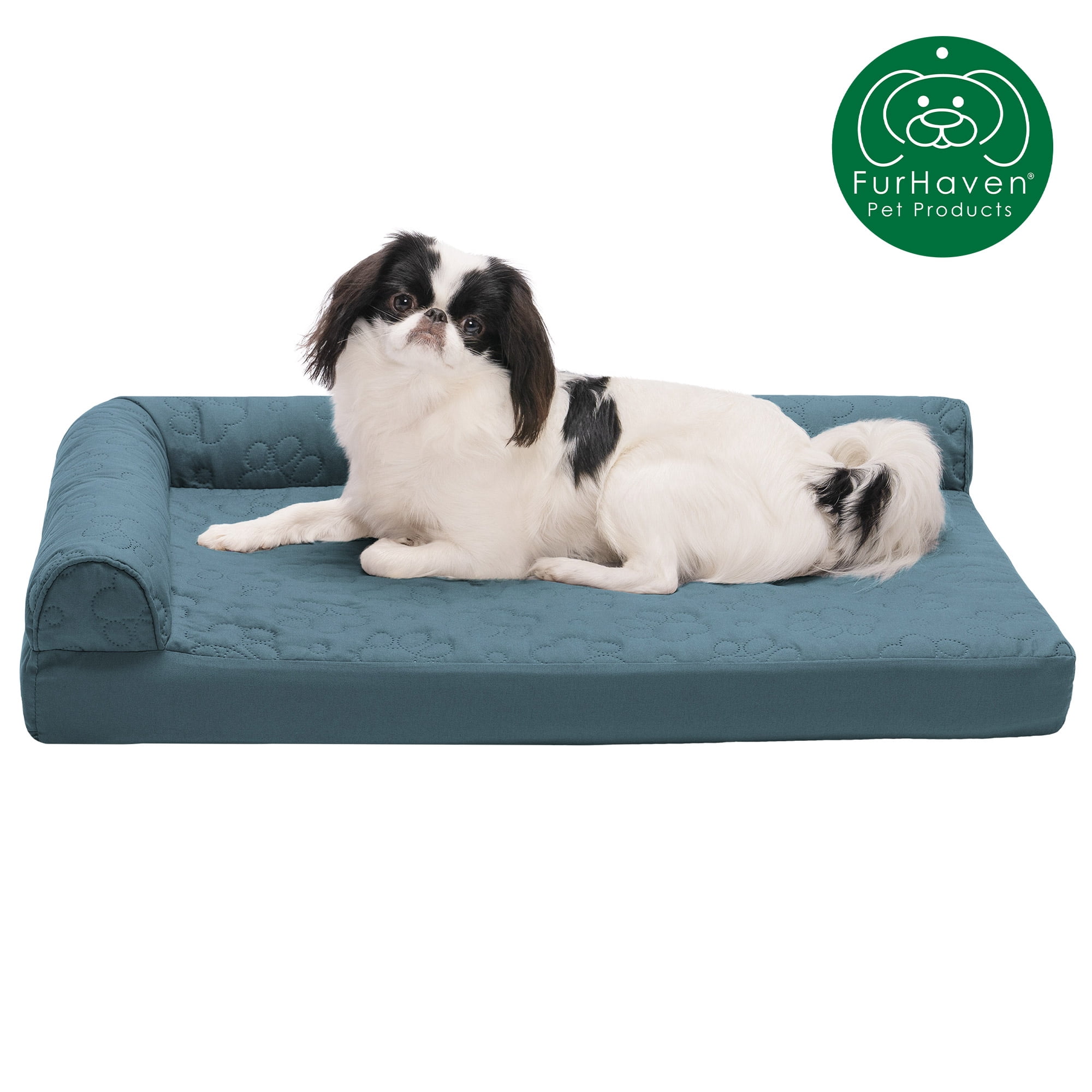 FurHaven Pet Products Paw-Quilted Orthopedic Deluxe L-Chaise Pet Bed ...