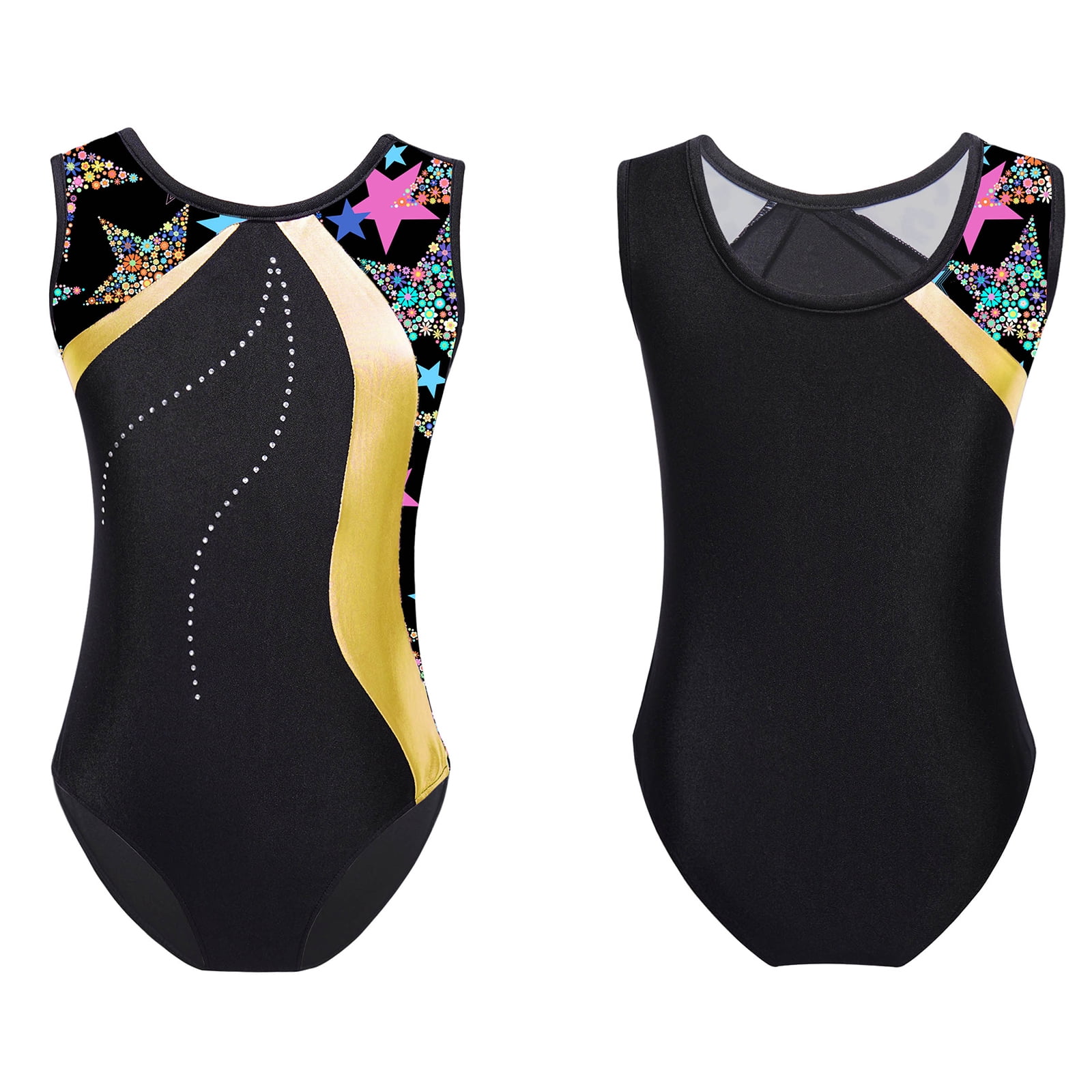 YONGHS Kids Girls Gymnastics Leotards Shiny Metallic Ballet Dance ...