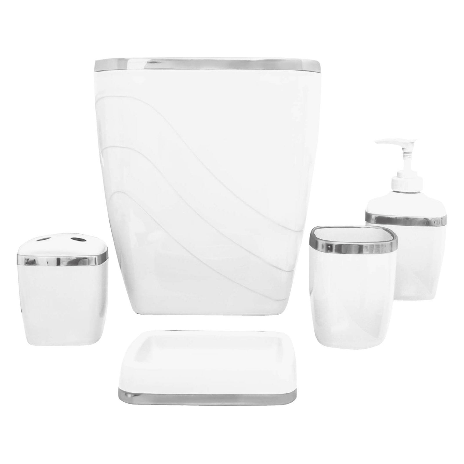 White/Gold 5 Piece Bath Accessory Set - Walmart.com