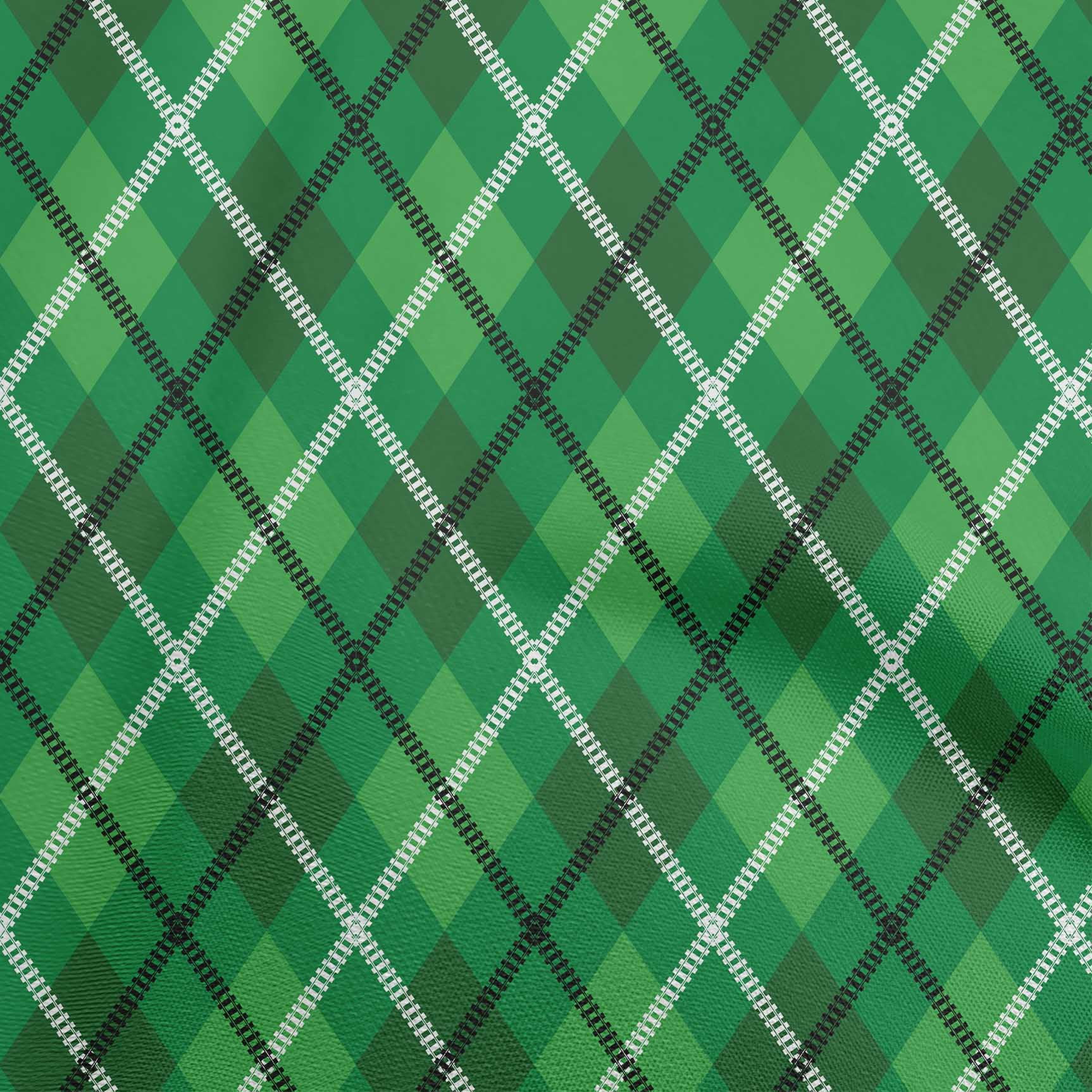 oneOone Velvet Green Fabric Check Diy Clothing Quilting Fabric Print ...