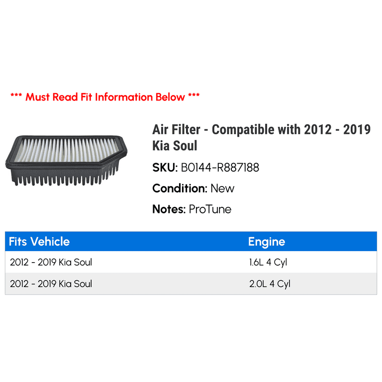 2016 kia soul air filter store