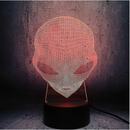 Alien Head 3d Led Night Light Bedroom Table Lamp Color Changing ...