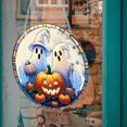 Acrylic Round Hanging Ornament Halloween Ghost Pumpkin Stained Glass ...