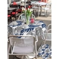 Blue Navy Gray Leaves Round Outdoor Tablecloth with Umbrella Hole ...