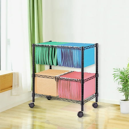 2-Tier Metal Rolling File Cart, Mobile File Cart for Letter Size and ...