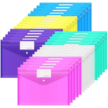 12 Pack Plastic Envelopes Poly Envelopes, Clear Document Folders File ...