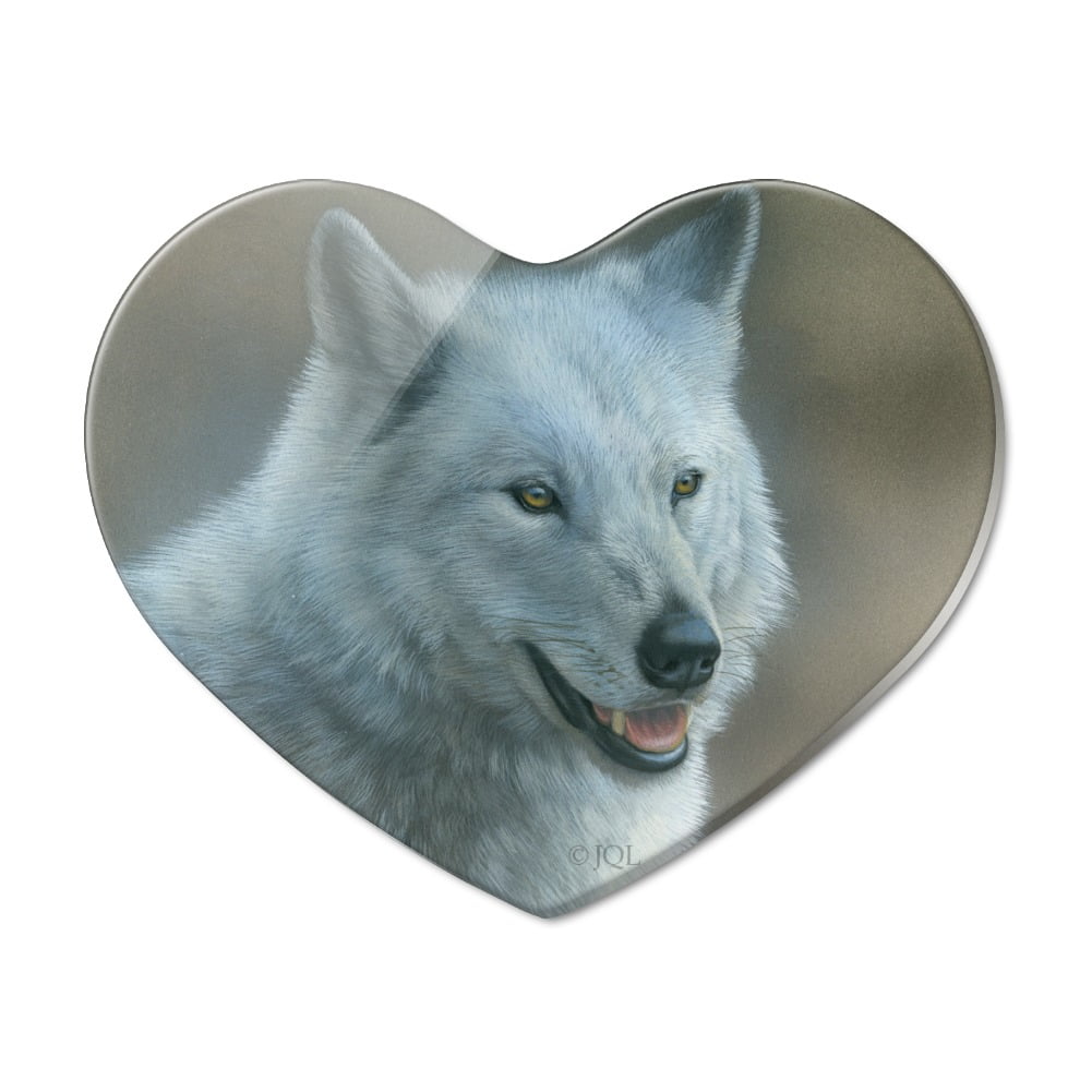 White Wolf Growling Heart Acrylic Fridge Refrigerator Magnet - Walmart.com