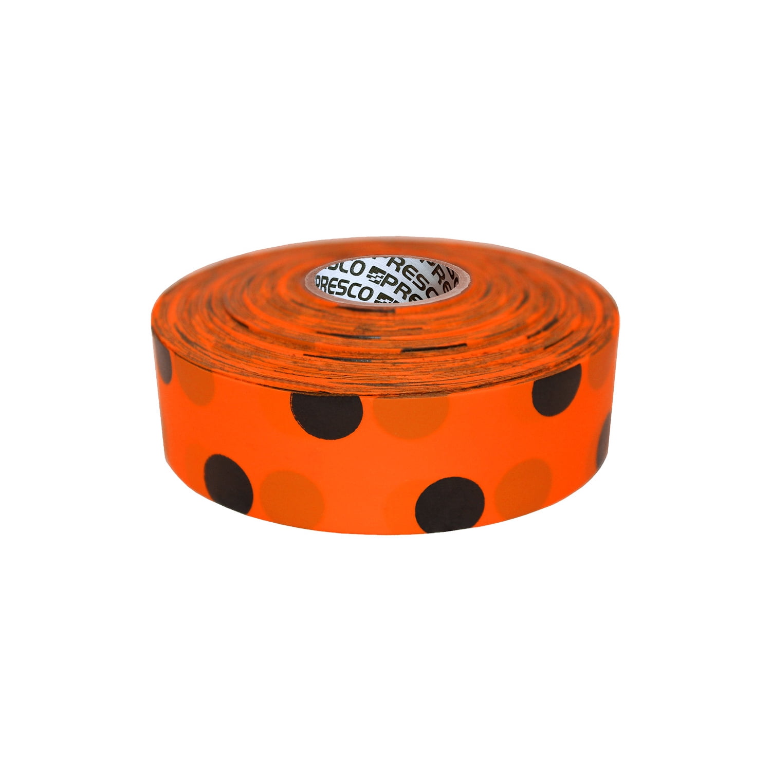 Presco Polka Dot Patterned Roll Flagging Tape: 1-3/16 in. x 50 yds. (Neon Orange and Black Polka ...