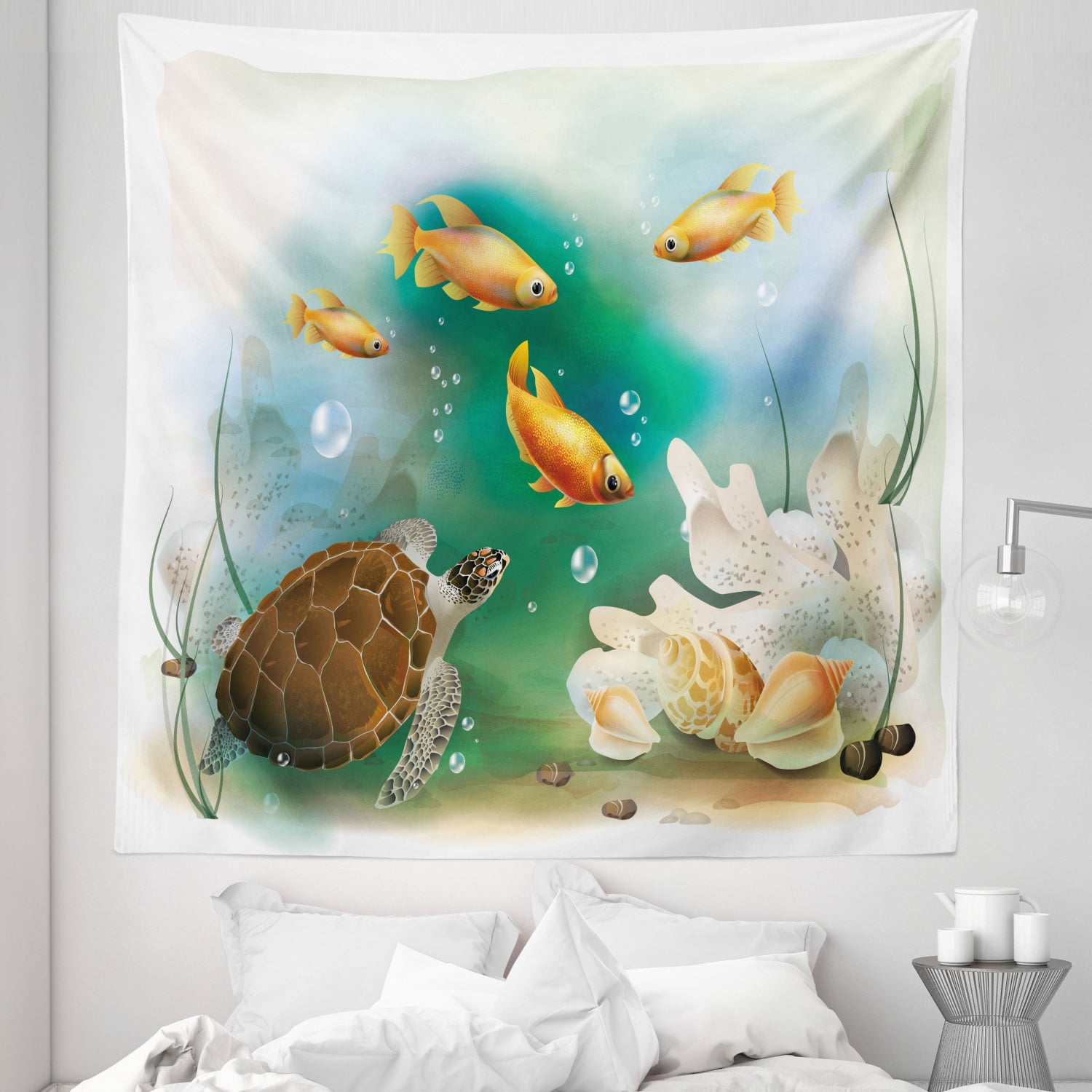 Ocean Tapestry, Ocean Life Illustration Aquarium Tropical Animals ...