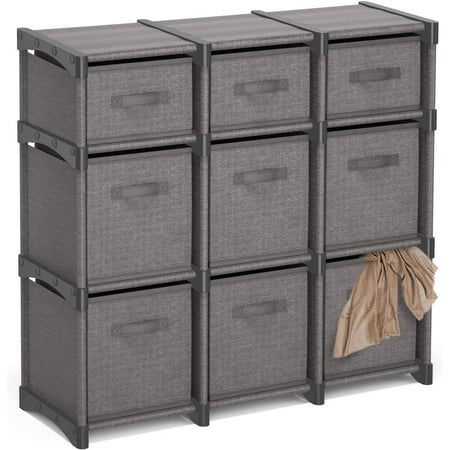 Hearth & Harbor 9 Cube Storage Organizer, Gray Storage Cubes Organizer ...