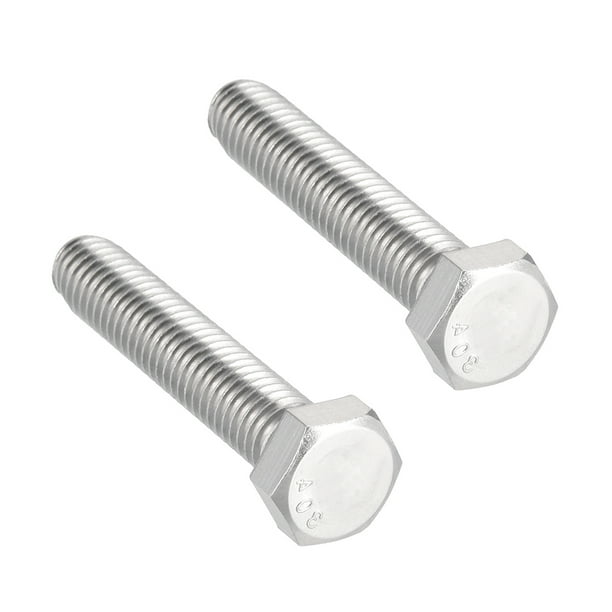 3/8-16x2" 304 Stainless Steel Hex Head Screw Bolts 2pcs - Walmart.com ...