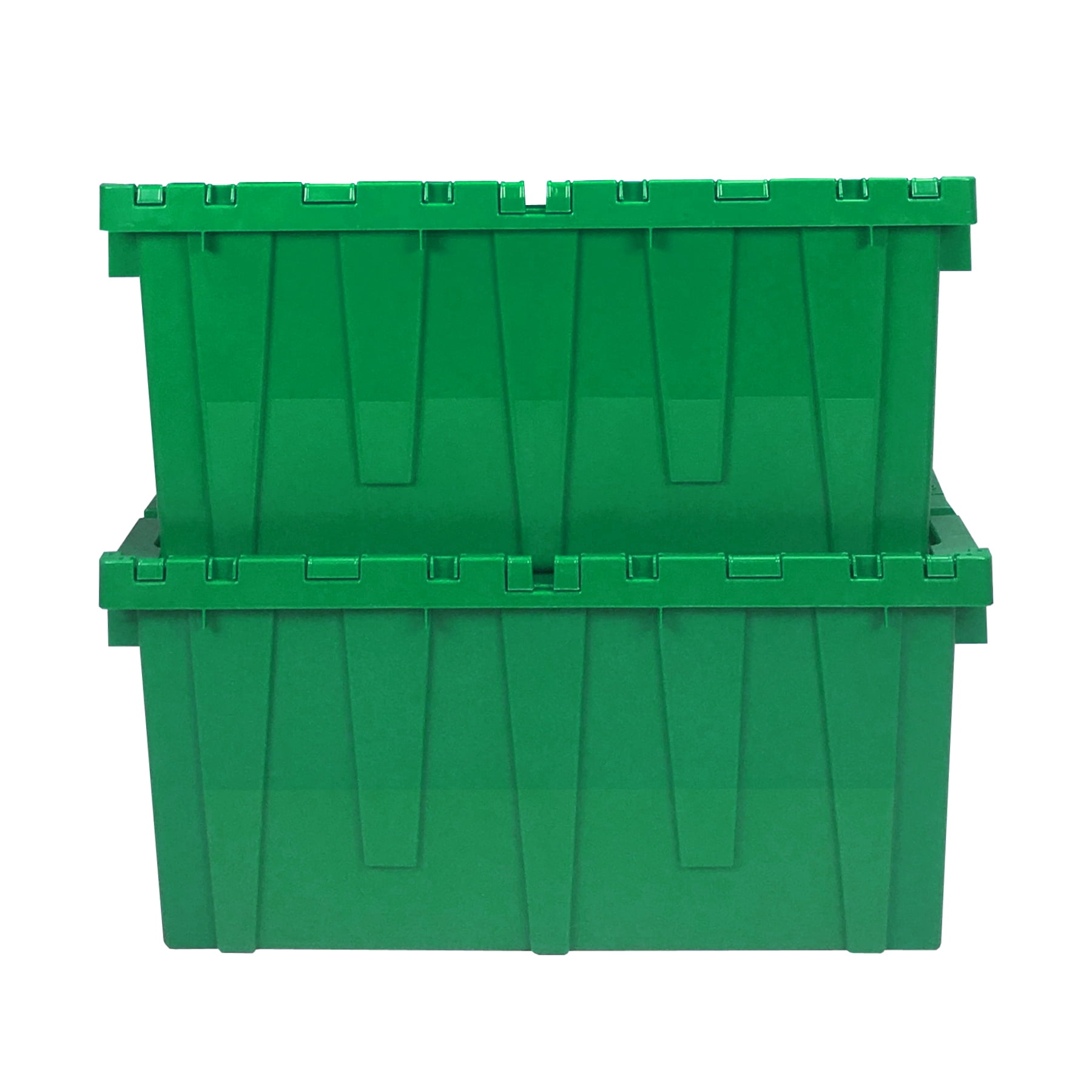 UBMOVE Storage Plastic Tote Green Crate Attached Lid Flip Top, 27"x17 ...