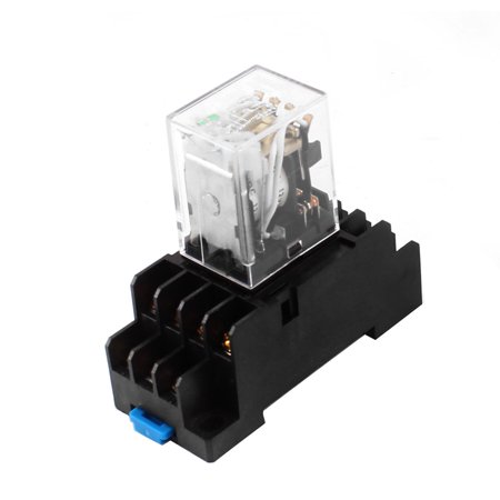 HH54PL DC 12V Coil 4PDT 35mm DIN Rail Electromagnetic Power Relay w Socket Base | Walmart Canada