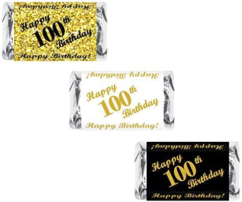 100th Birthday Miniatures Candy Bar Wrapper, (Set of 60) Mini Candy Bar ...