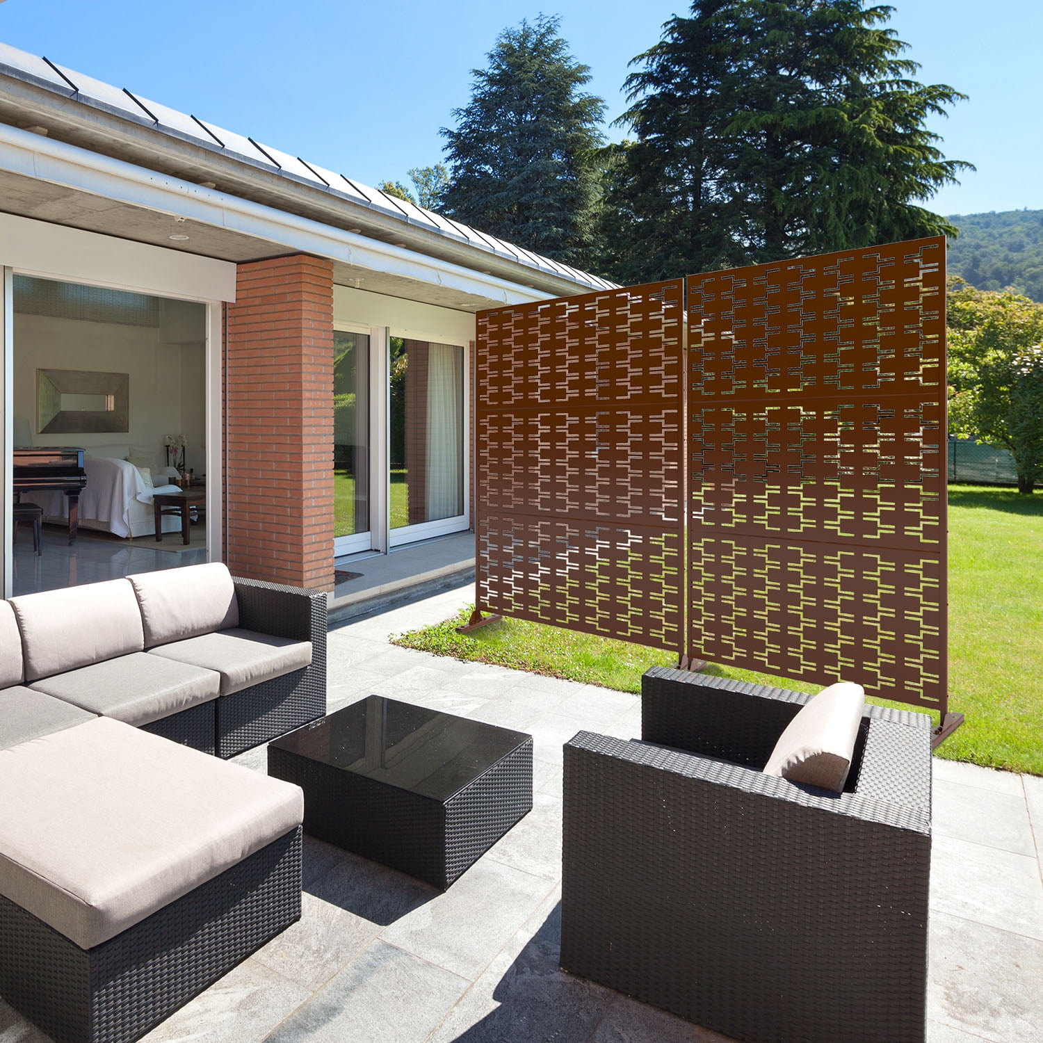NeuType 76 in x47 in Decorative Privacy Screen Outdoor Divider with ...
