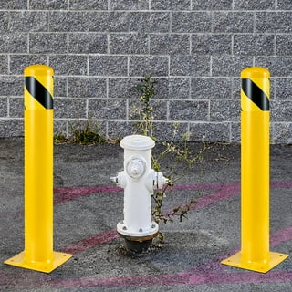 BENTISM Safety Bollard Steel Bollard Post 48"H 5.5"D Yellow Signs Pipe ...