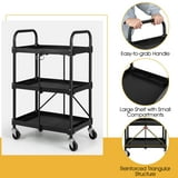 Costway Folding Collapsible Service Cart Heavy-Duty 3-Shelf Tool Cart ...