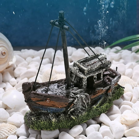 TB&W Artificial Ship Aquarium Ornaments Resin Boat Fish Tank ...