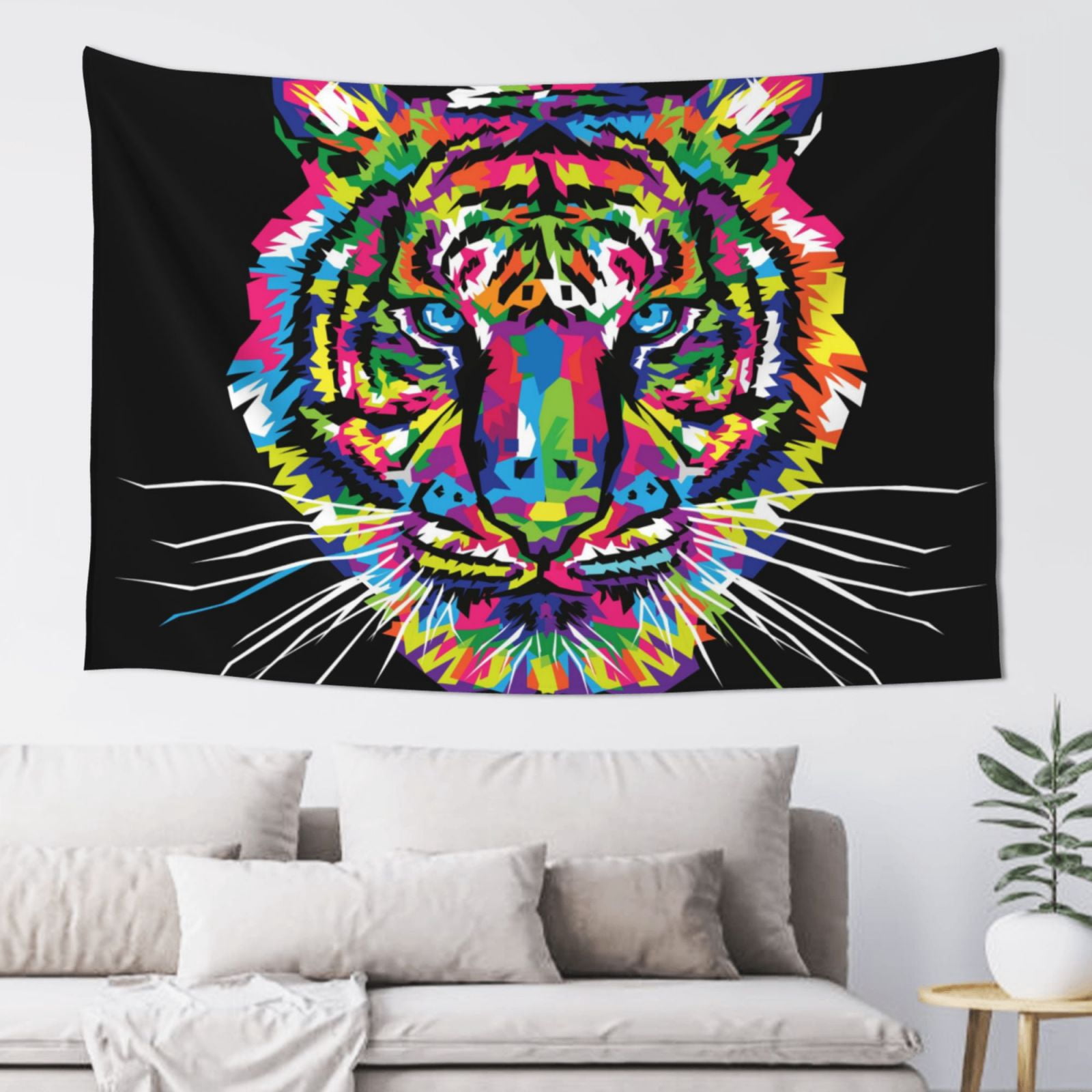Tiger Abstract Tapestry, Tiger Design Animal Head Nature Wild Style ...